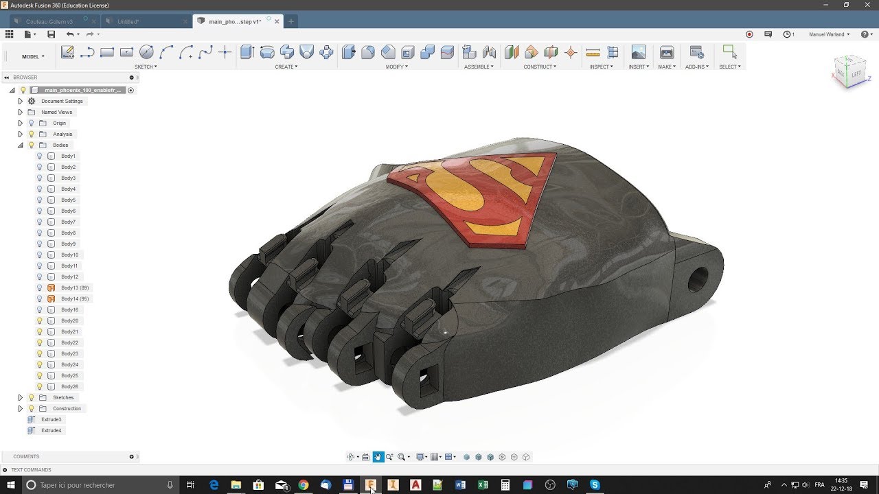 Fusion 360 - Correction et création d'un solide dans Patch + Logo SVG ...