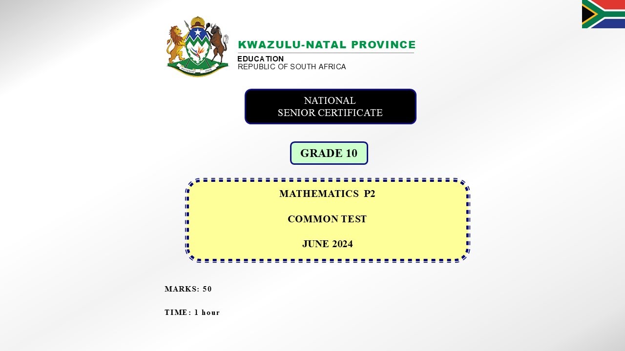 Grade 10 Maths Paper 2 June 2024 KZN - YouTube