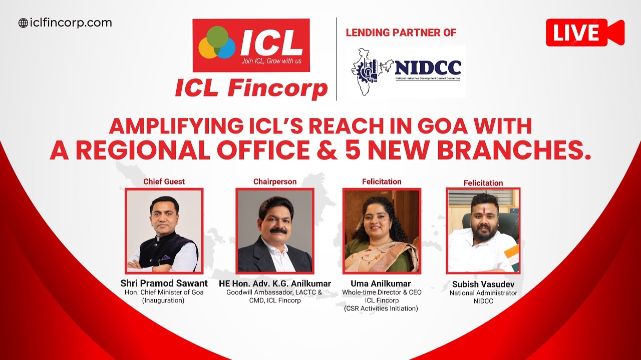 Watch the LIVE inauguration of ICL Fincorp's new Regional Office & 5 ...