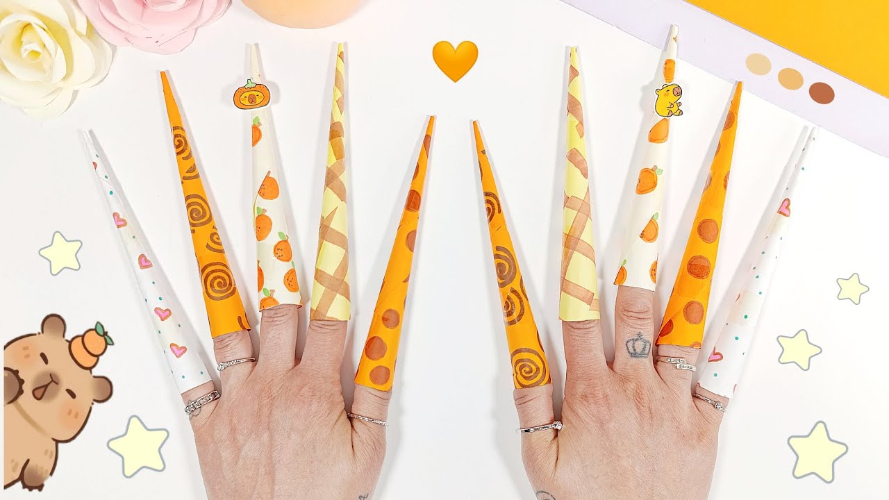 How to make paper nails tutorial / Capybara theme / Easy DIY / Paper ...