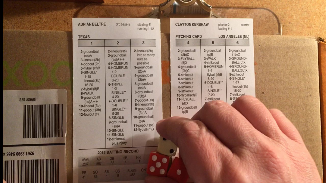 TBL Tutorial #1: The Dice - Strat-o-matic Baseball - YouTube