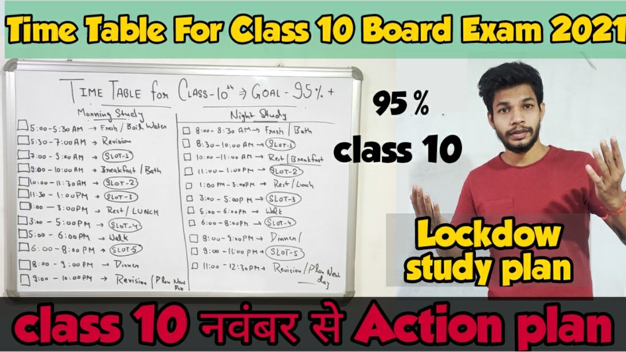 Timetable for class 10 Board Exam 2021 - YouTube
