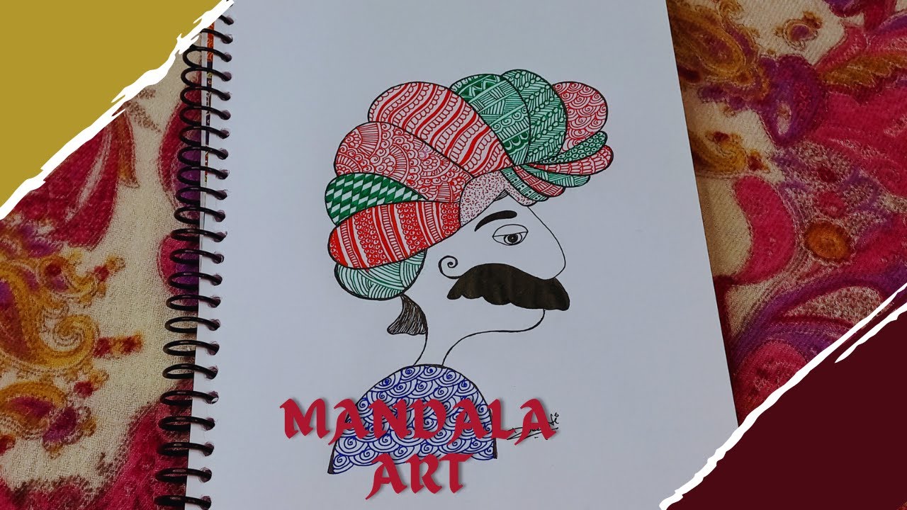 Rajasthani Man Face Mandala | Pagdi Rajasthani | How to Draw A Easy ...