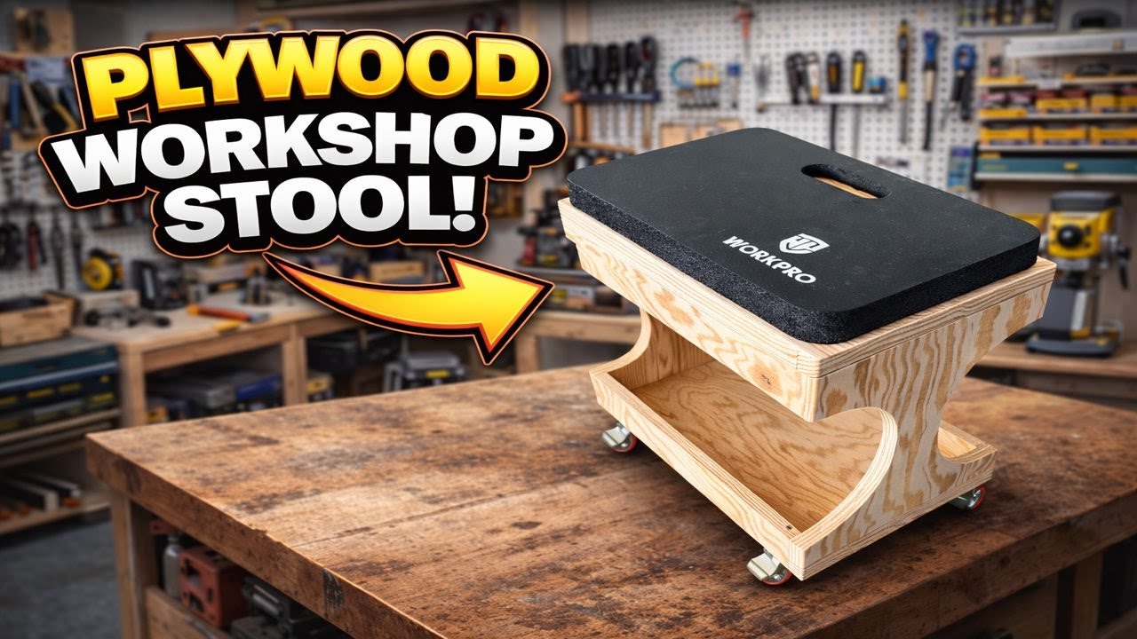 Build a DIY Shop Stool with Casters and Tool Tray in Minutes - YouTube