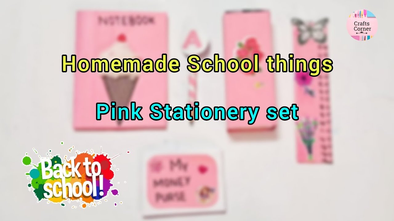 Home made school things/ Pink stationery set🌸💕/ back to school craft # ...