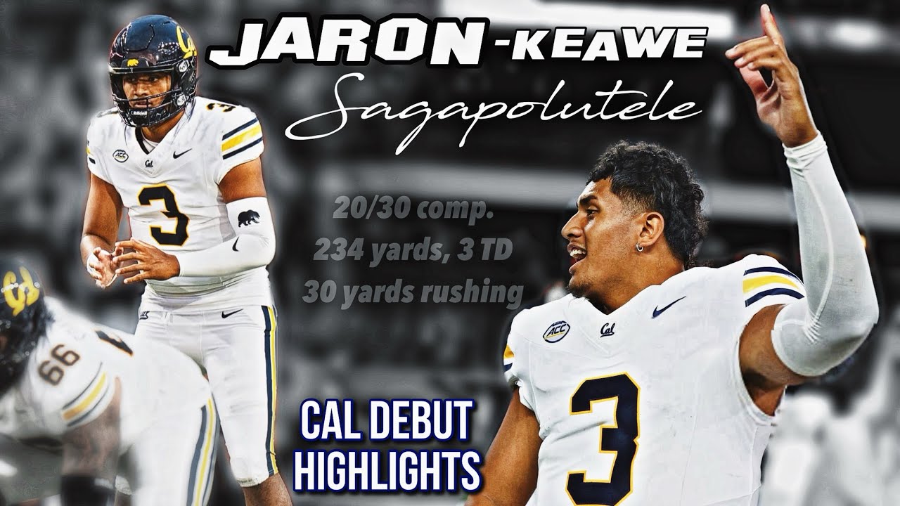 Jaron-Keawe Sagapolutele Debut Highlights - Cal True Freshman QB - YouTube