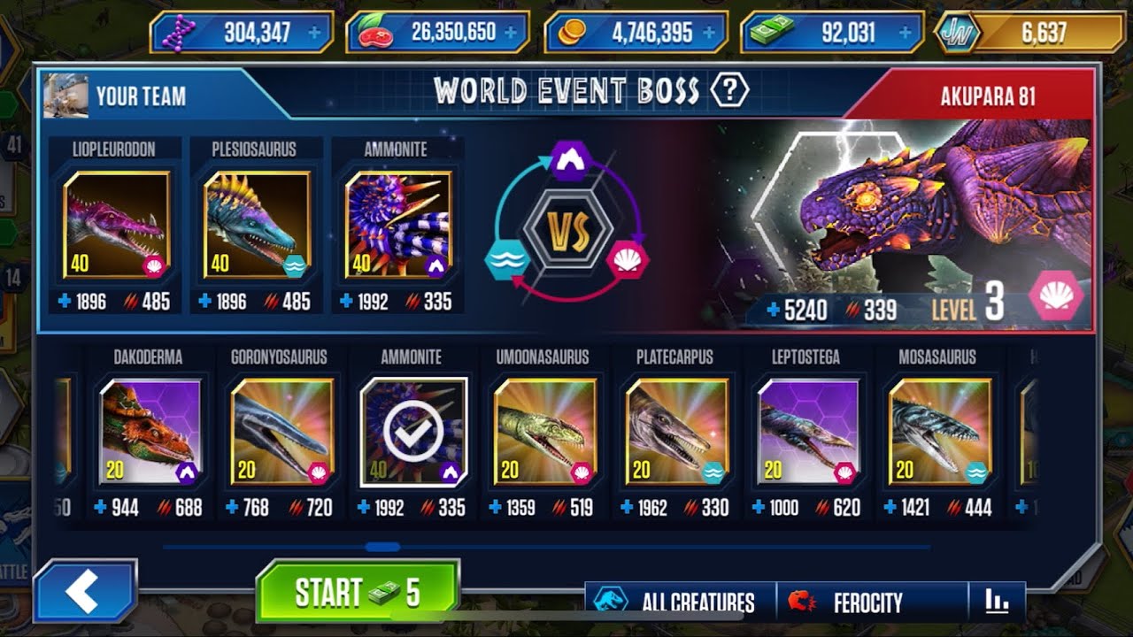 WORLD EVENT BOSS AKUPARA 81 - JURASSIC WORLD THE GAME - YouTube