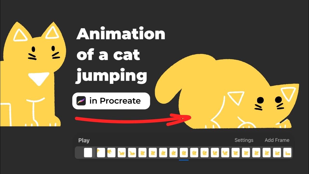 Let's animate a hunting cat jumping frame by frame [Procreate] - YouTube