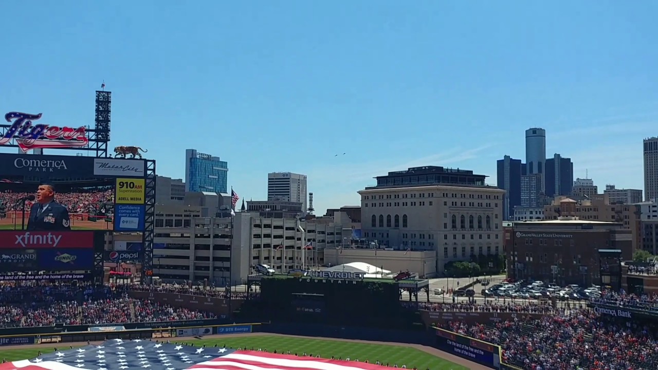 July 4th 2017 Detroit Tigers Opening Ceremony Anthem & A-10 Warthog ...