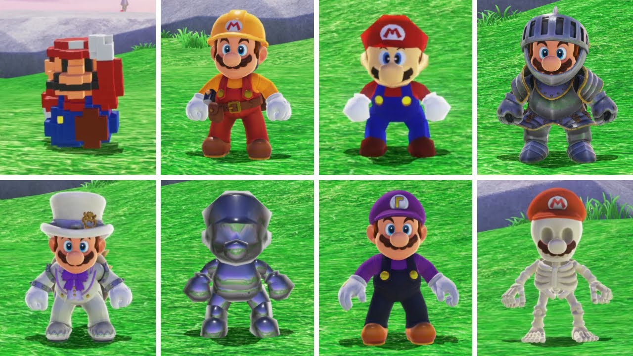 Super Mario Odyssey - All Costumes (DLC Included) - YouTube