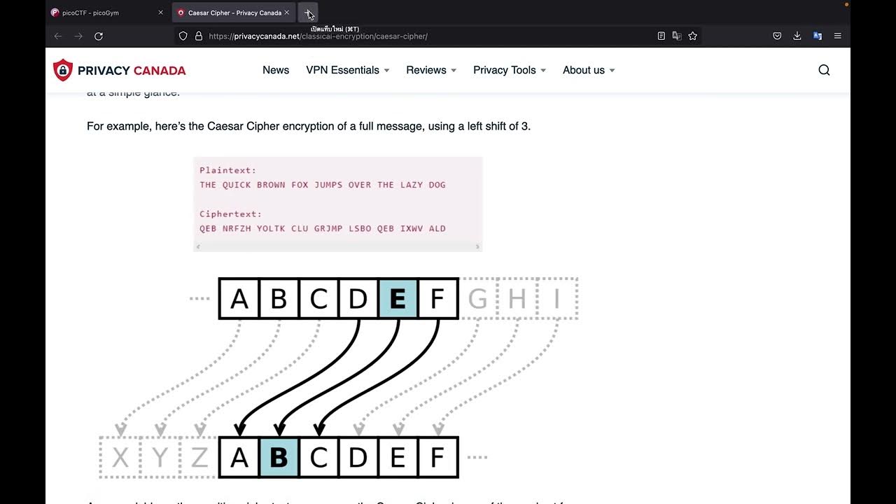 PicoCTF Solution (Thai Language) - caesar - YouTube
