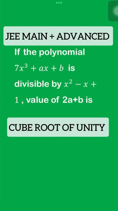 Application of Cube Roots of Unity #jeeadavanced #complexnumbers - YouTube