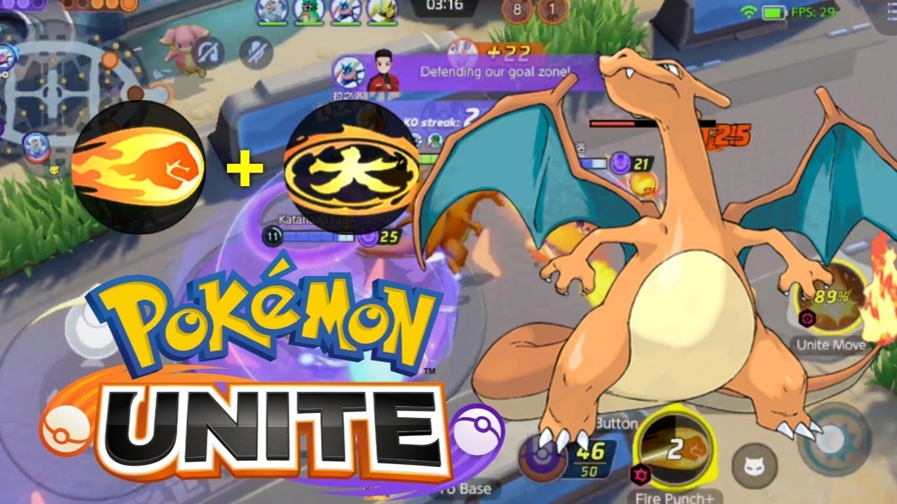 Pokemon Unite Mobile | Charizard (Fire Punch + Fire Blast) Gameplay ...