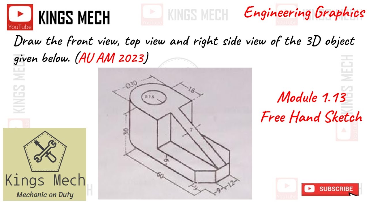 Free Hand sketching Anna university April May 2023 Question Engineering ...