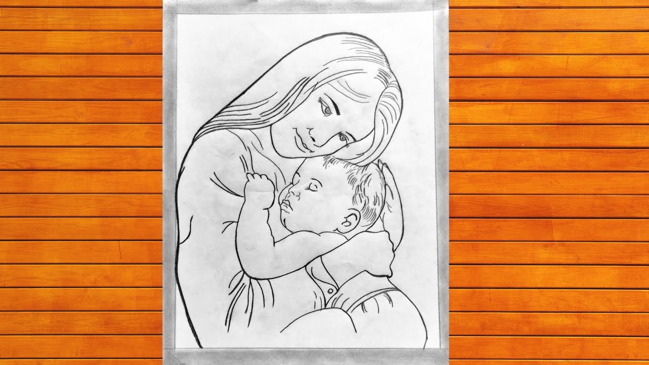 Pencil Drawing of Mother and Baby Easy Step by Step/Mother Love How to ...
