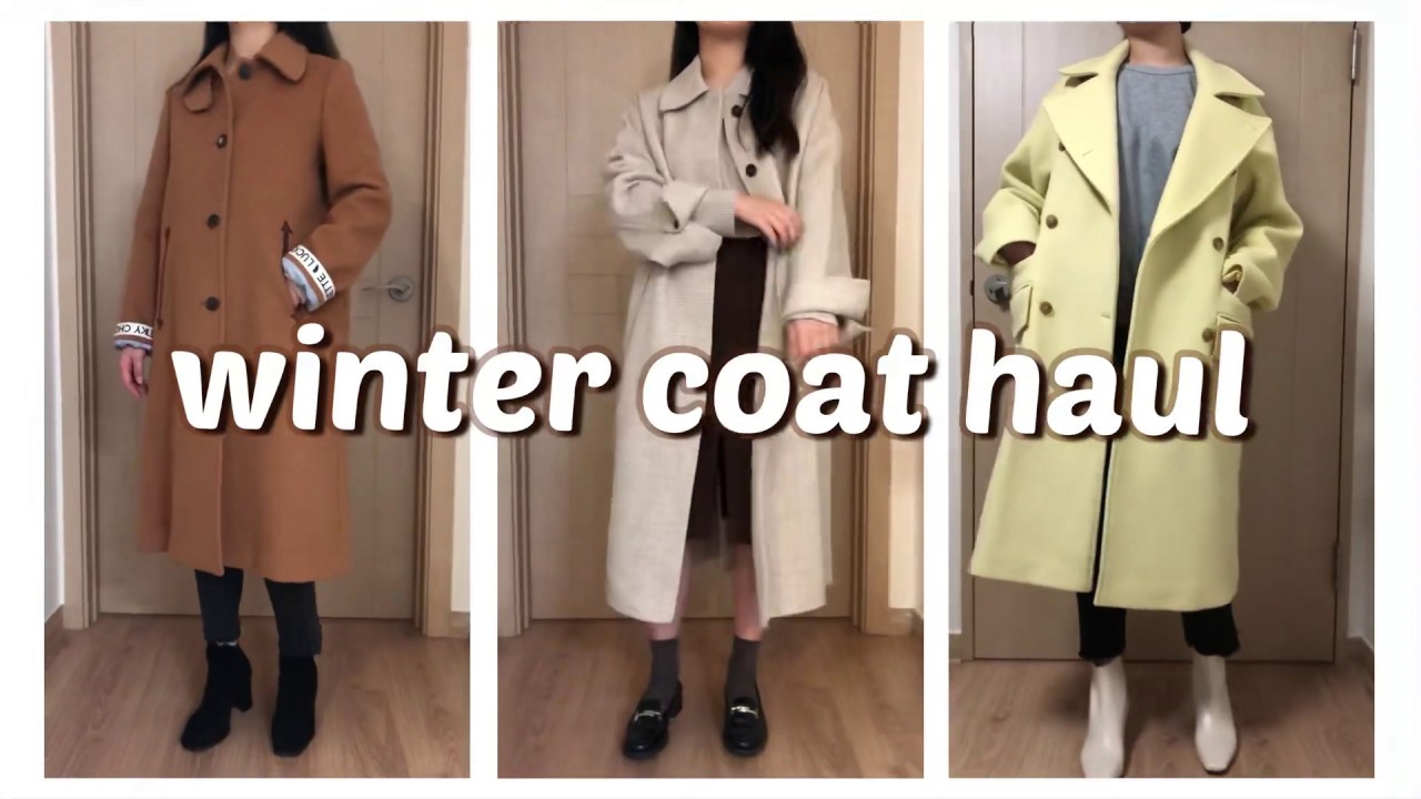 겨울 아우터 코트 하울, winter outer coat haul (럭키슈에뜨, 블루민, 유메르) - YouTube