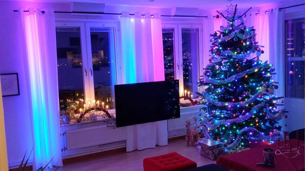 SK6812 LED strips behind curtains. Rainbow example. - YouTube