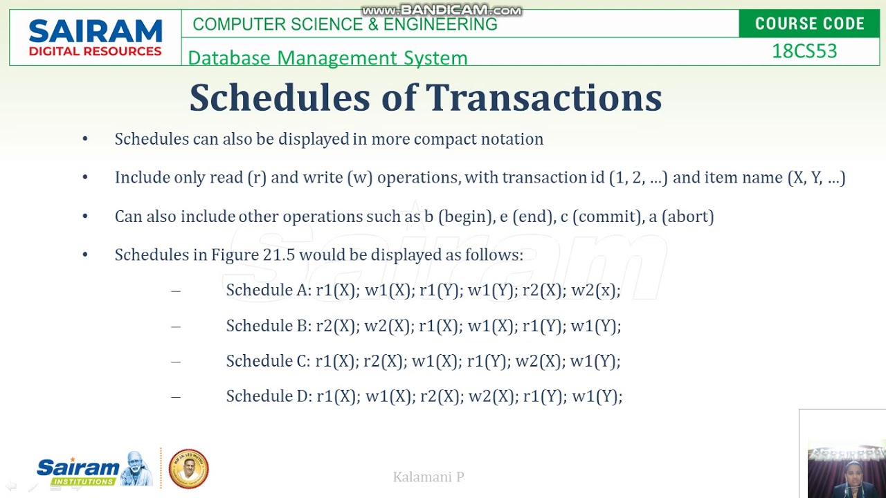 Lecture Video_18CS53_Module 5_Characterizing Schedules based on ...