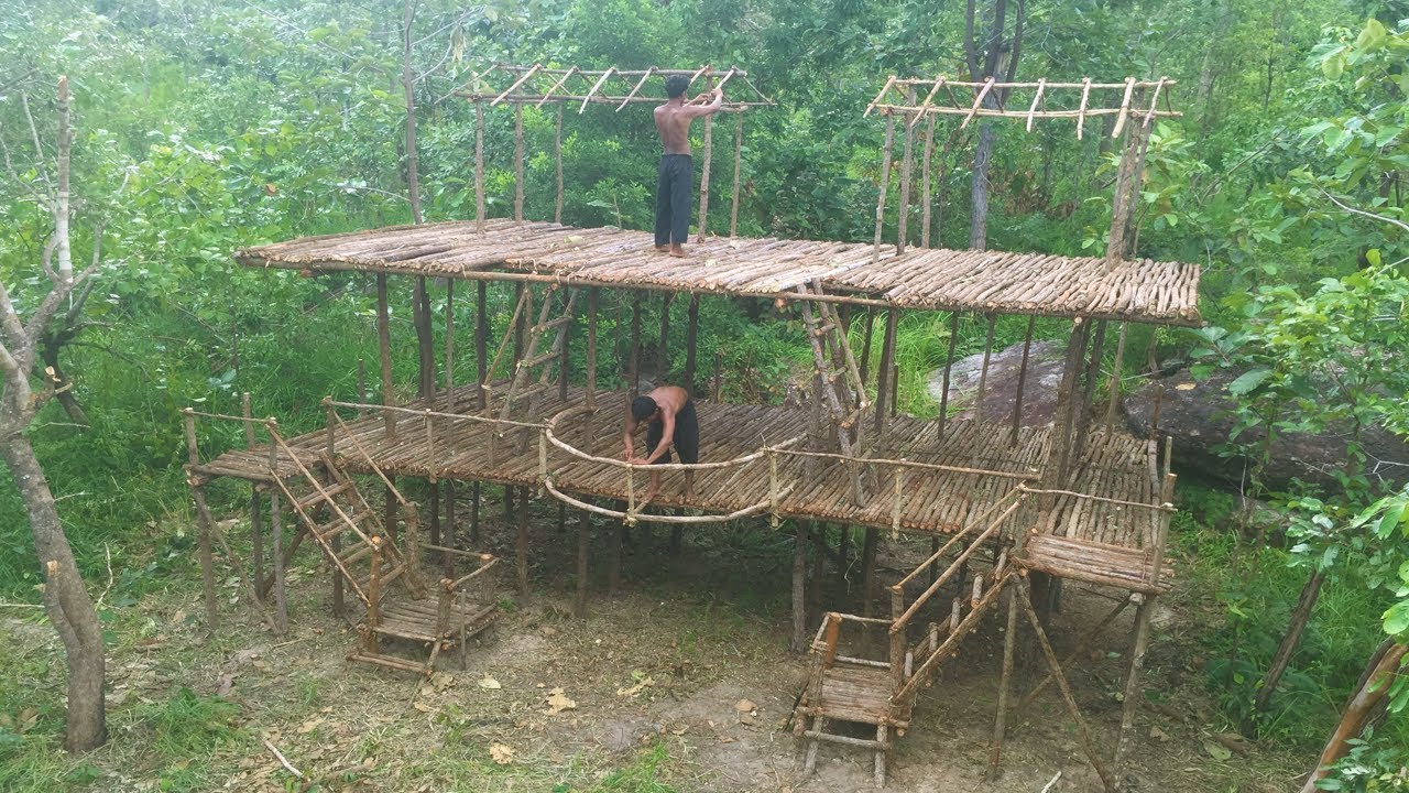 Unbelievable! Build Beautiful Three Story Twin Wood House Use Brick ...