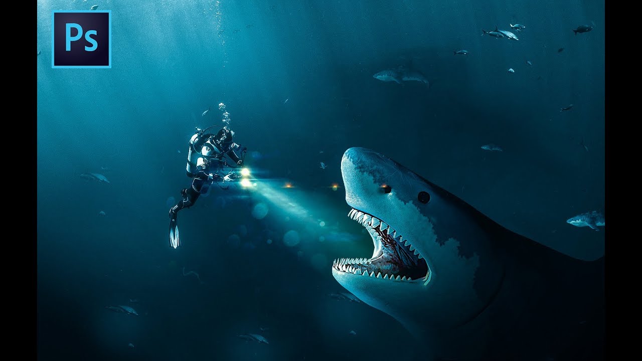 Monster Shark Under Water Photoshop Manipulation - YouTube