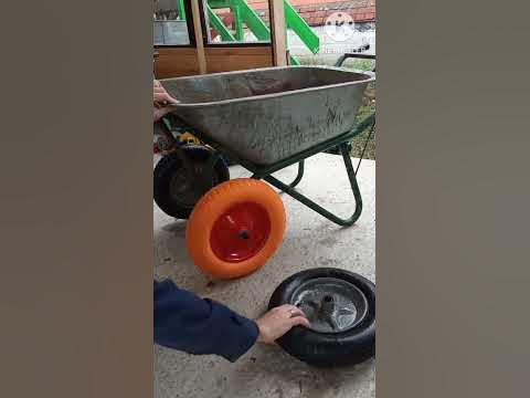 Меняем колесо садовой тачке на бескамерное! - YouTube