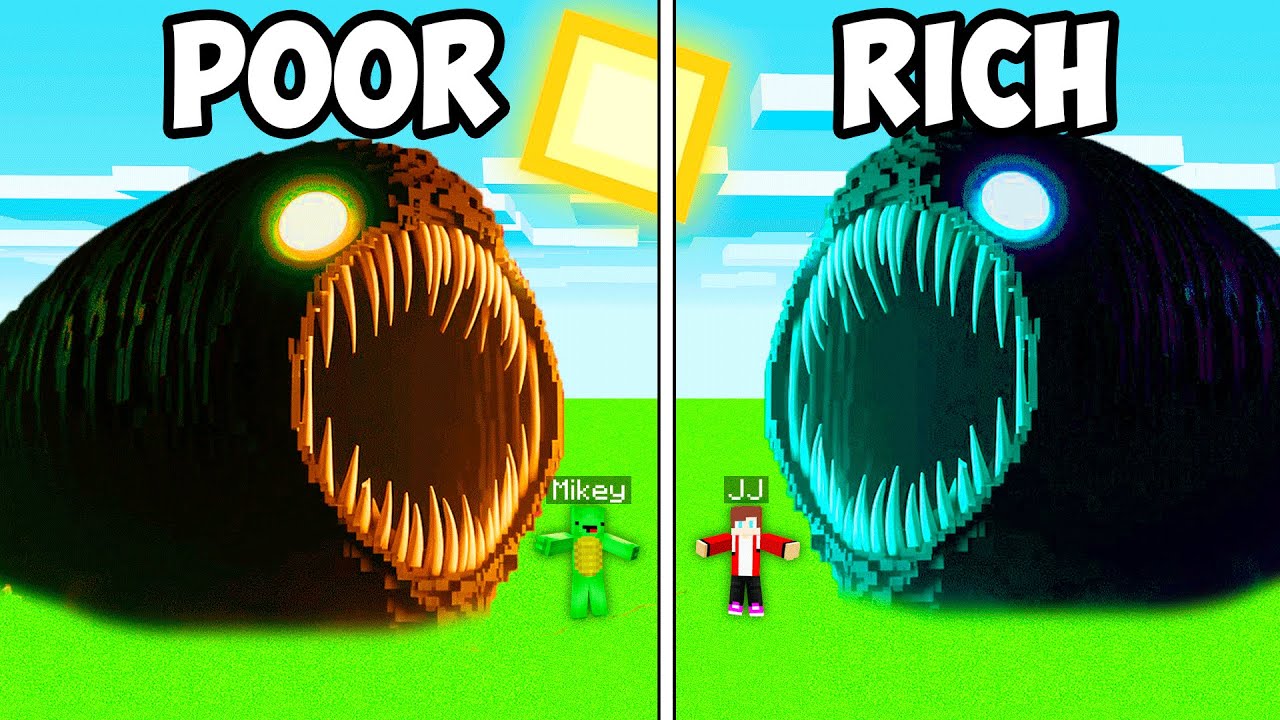 Rich JJ Diamond Worm vs Mikey Poor Dirt Worm Secret Passage Challenge ...