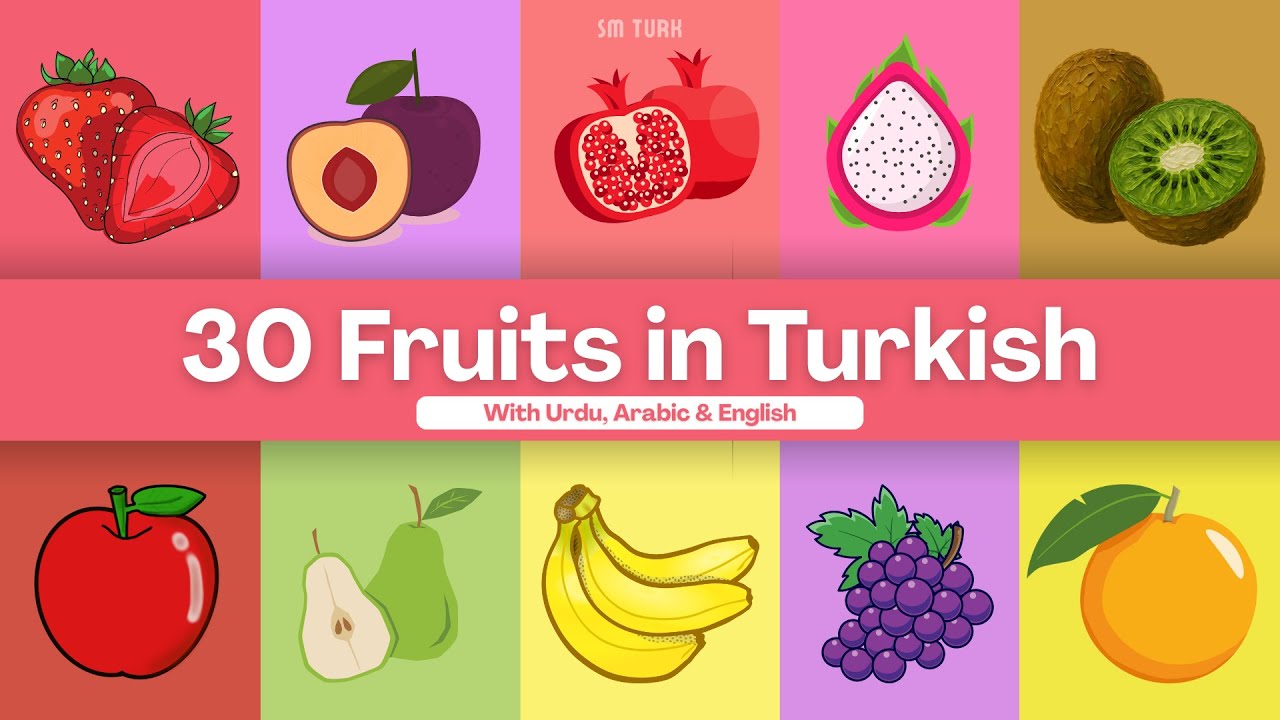 30 Turkish Fruit Names with Pronunciation | ترکی زبان سیکھیں | Meyveler ...