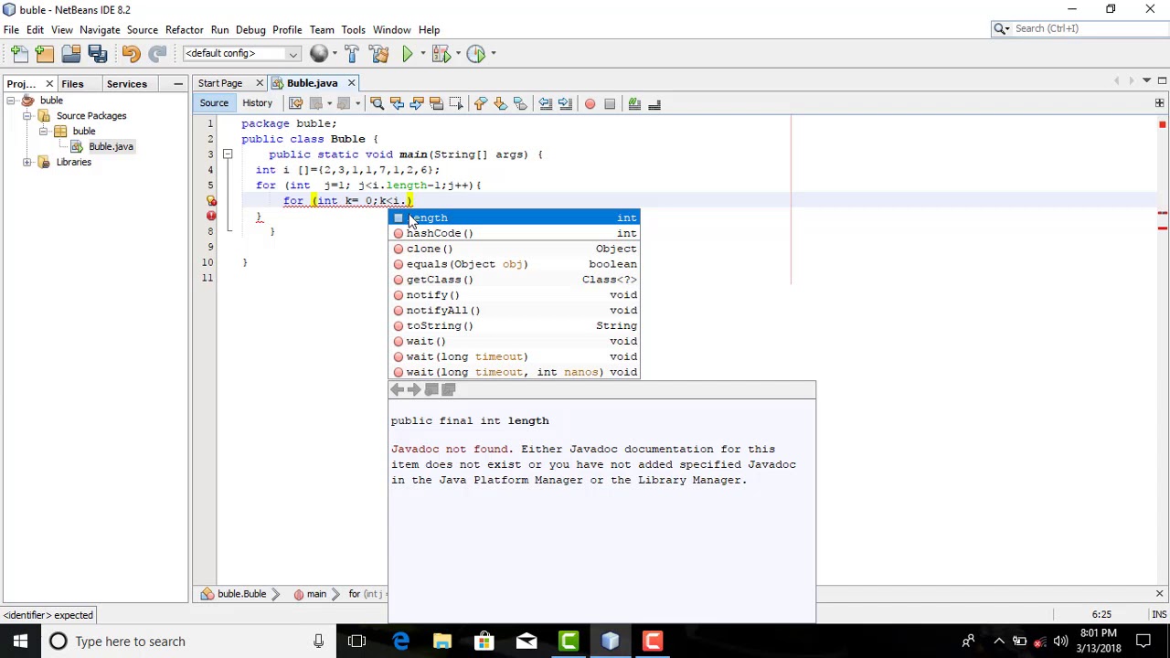Tutorial program buble sort dalam java - YouTube