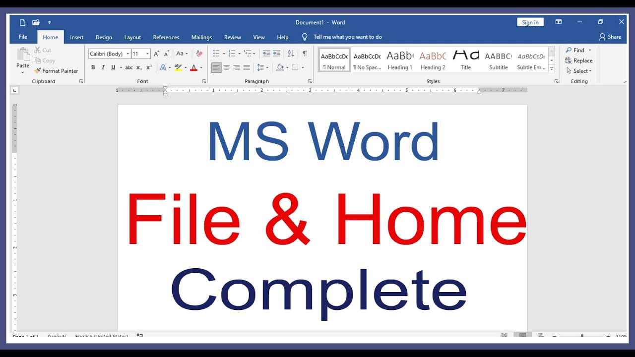How to learn File & Home Menu in MS Word | File menu & Home menu ...