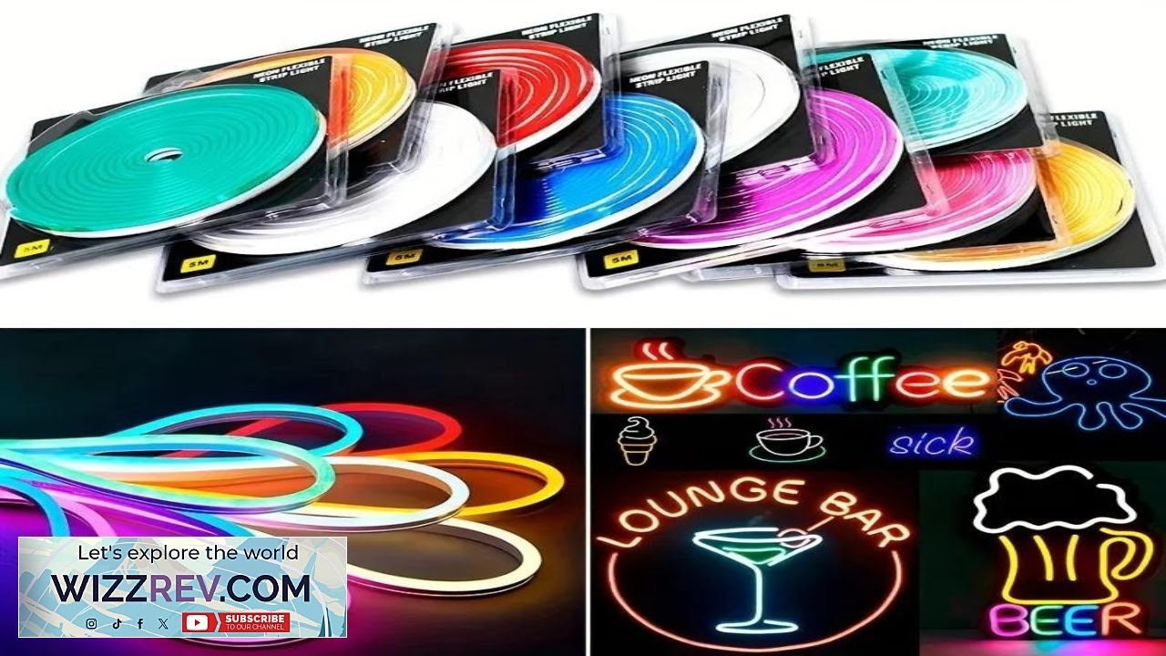 5m LED Neon Sign Strip Lights 12V Flexible Ribbion Rope Waterproof ...