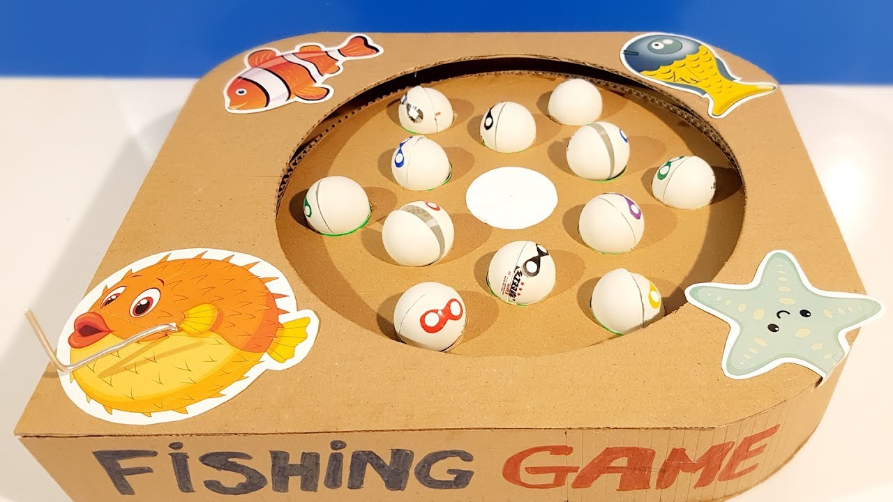 How To Make Fishing Game For Kids From Cardboard - YouTube