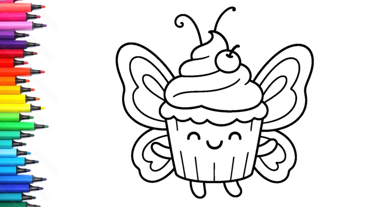 Fairy Cupcake Drawing, Painting & Colouring for Kids and Toddlers_ Kids ...