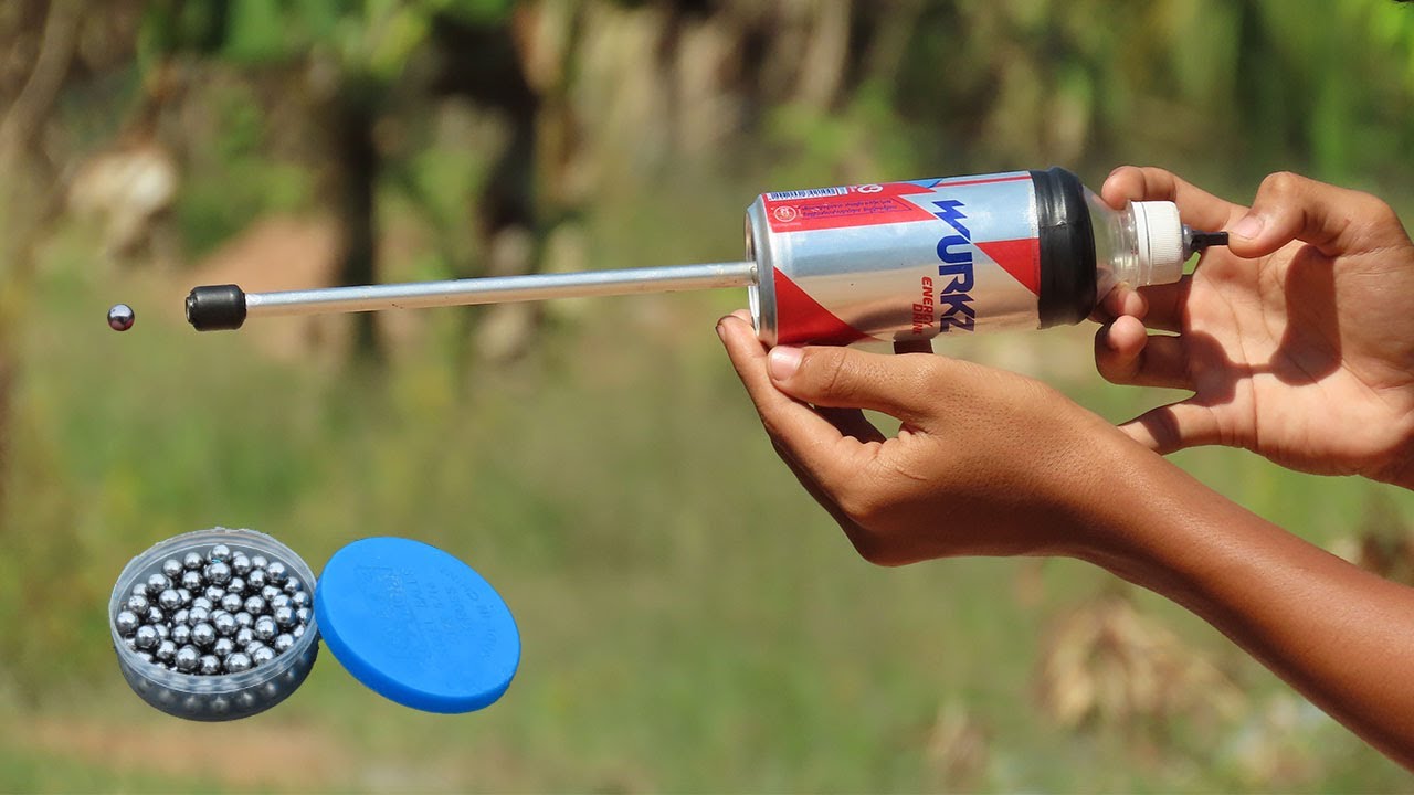 Creative DIY How To Make A small Slingshot Cans Gun This cannon is very ...