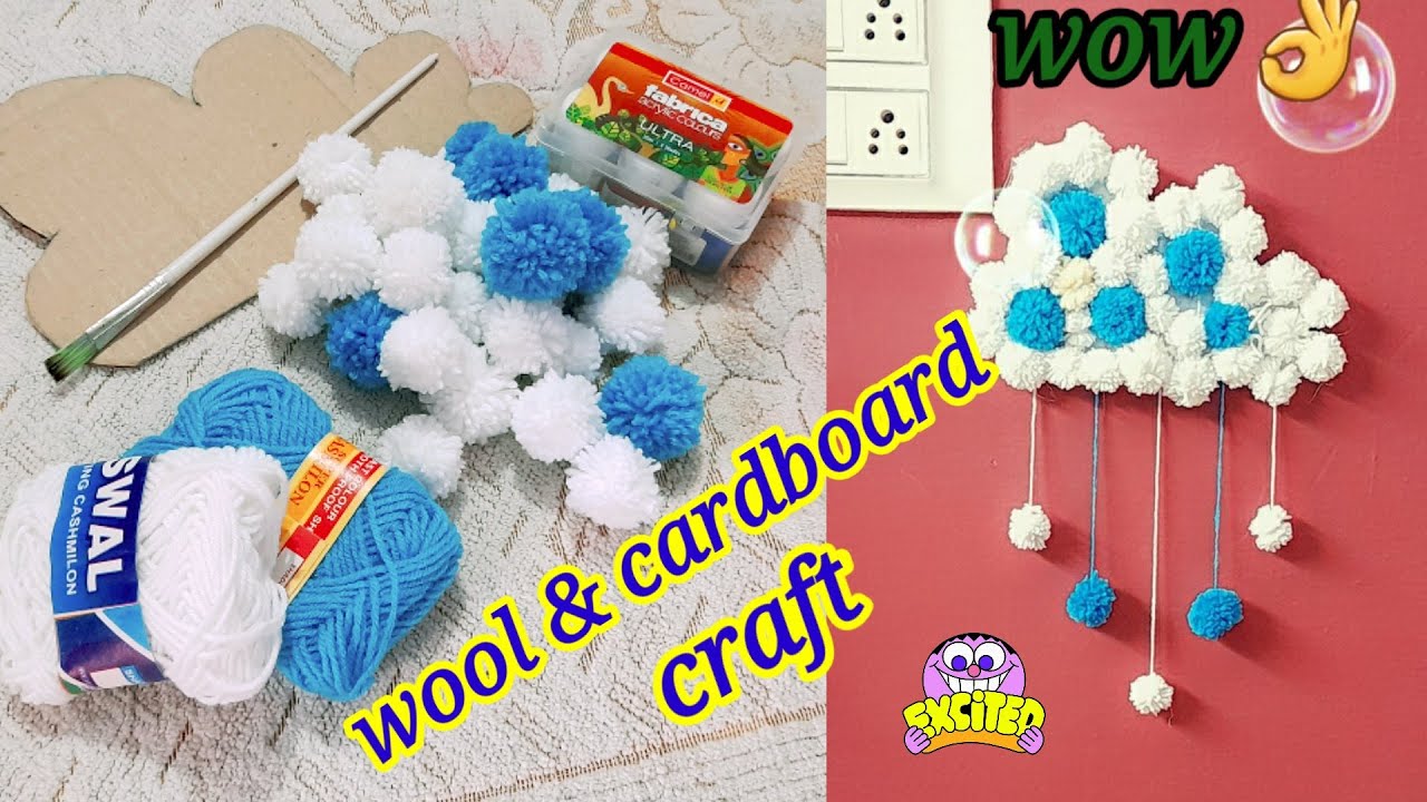 Wool and cardboard cloud crafts/wool cloud craft/wall decor/crafts fo ...