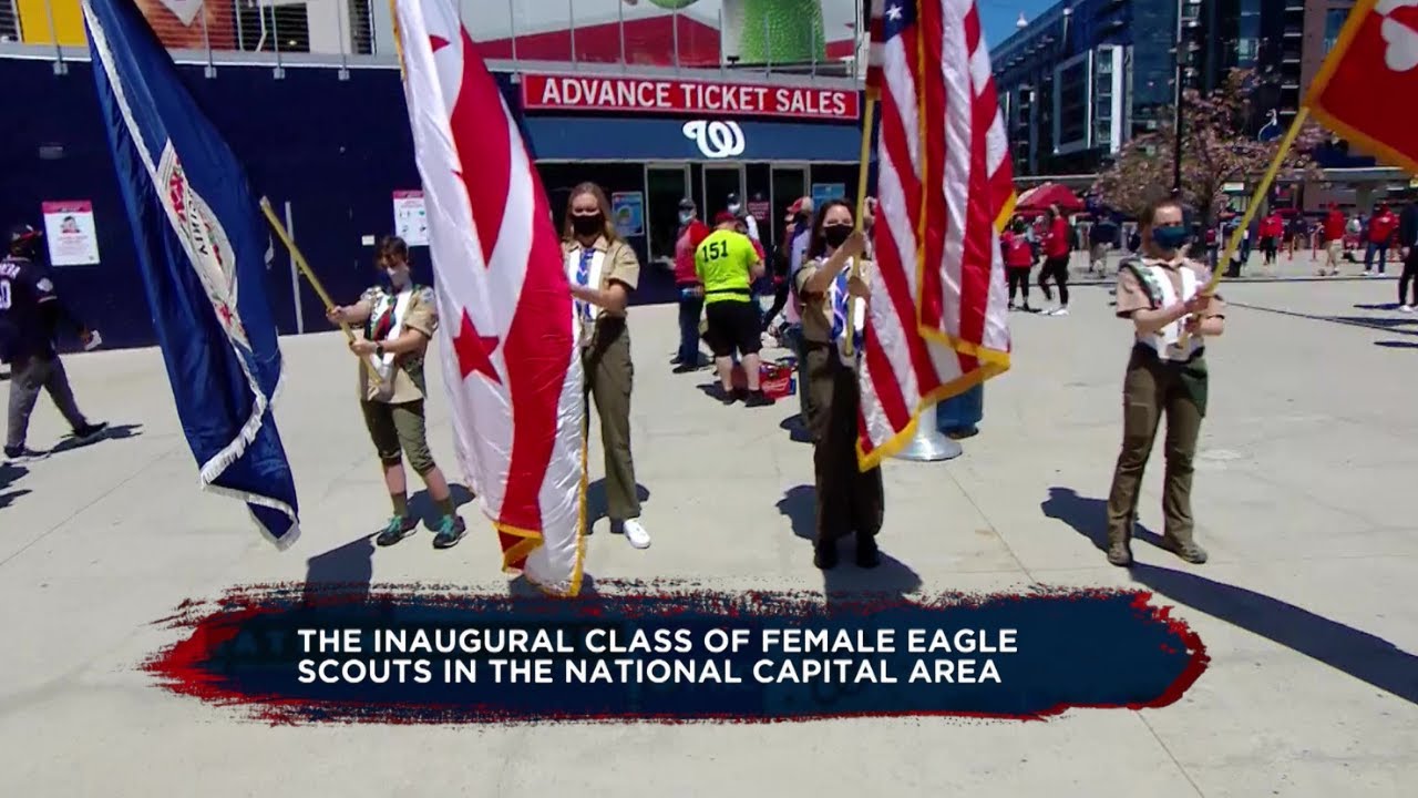 Inaugural Class of Eagle Scouts Color Guard 4/18/21 Nationals Game ...