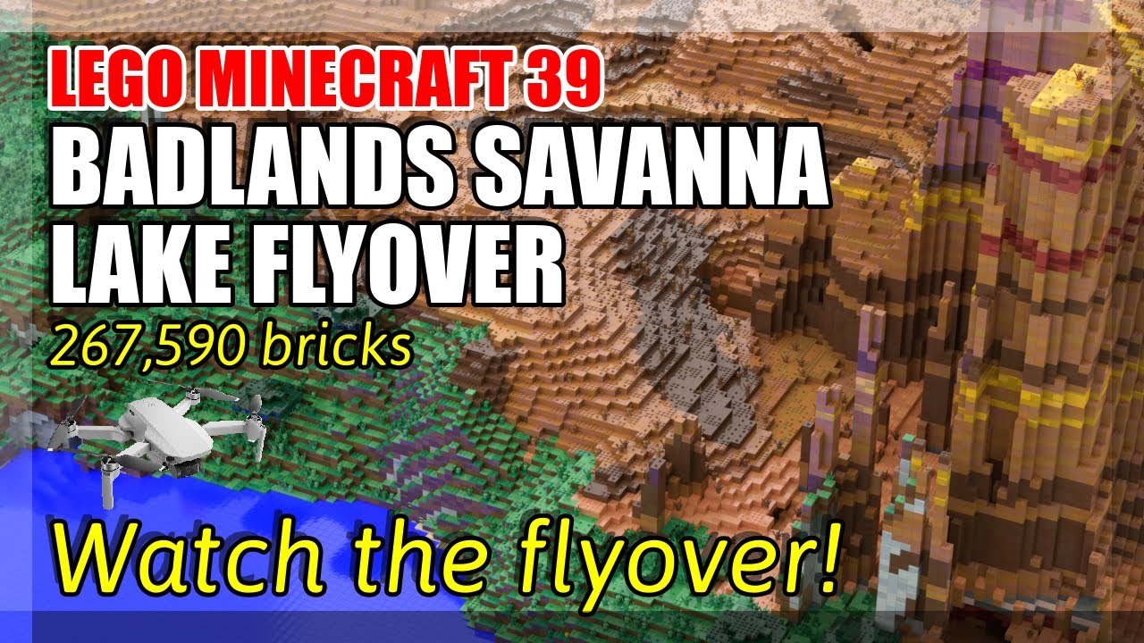 [#39] A Badlands Savanna Lake Flyover in Lego Minecraft - YouTube