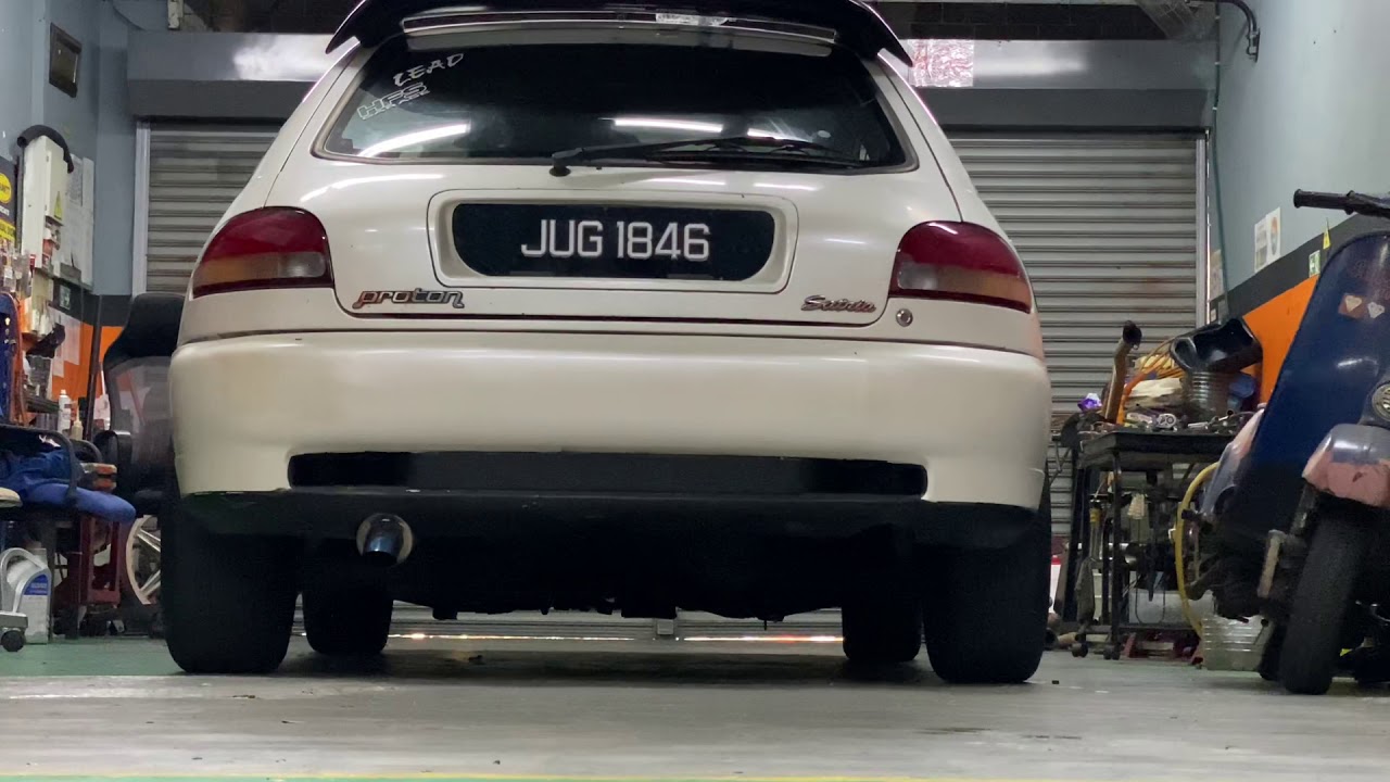 Proton Satria bunyi exhaust paling mantap - YouTube