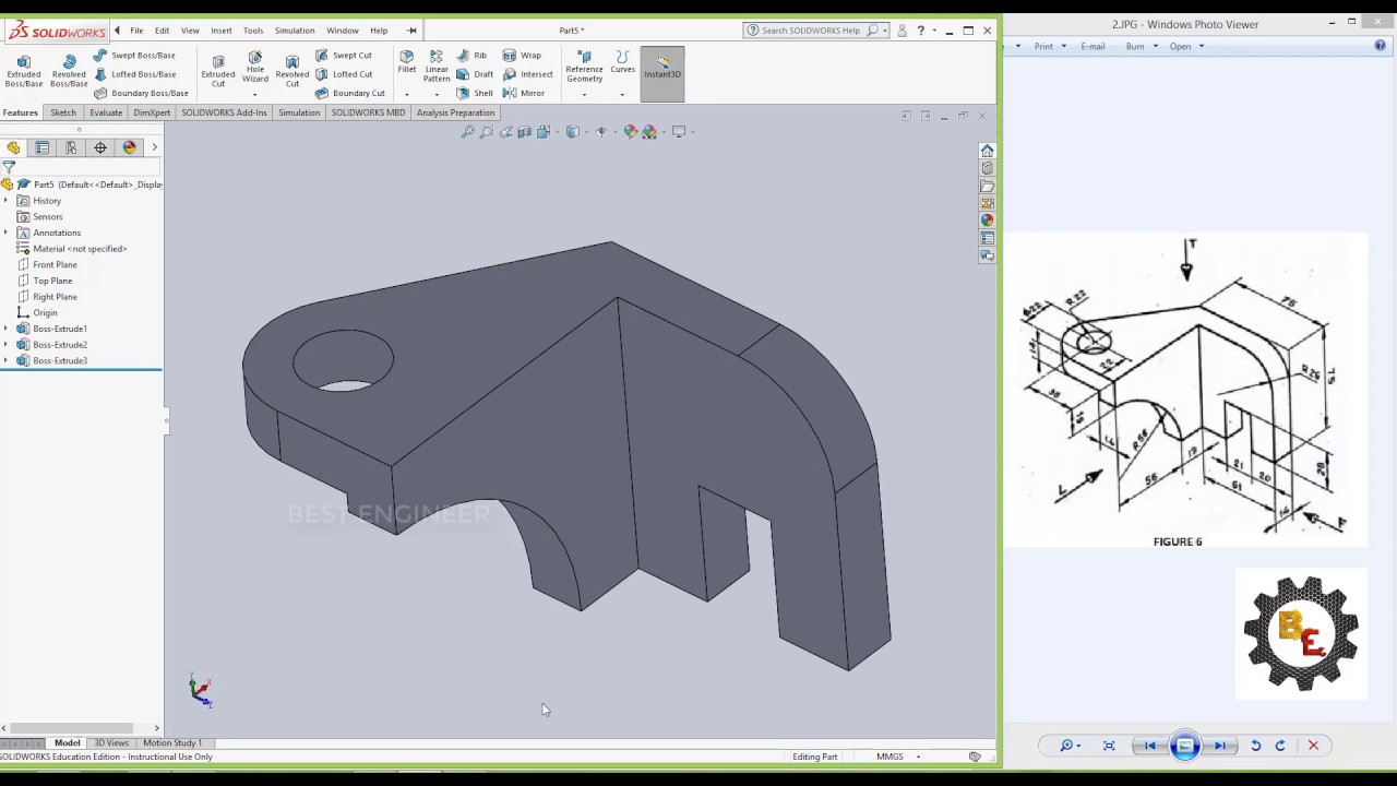 SOLID WORKS | PART MODEL 1 | BEST ENGINEER - YouTube
