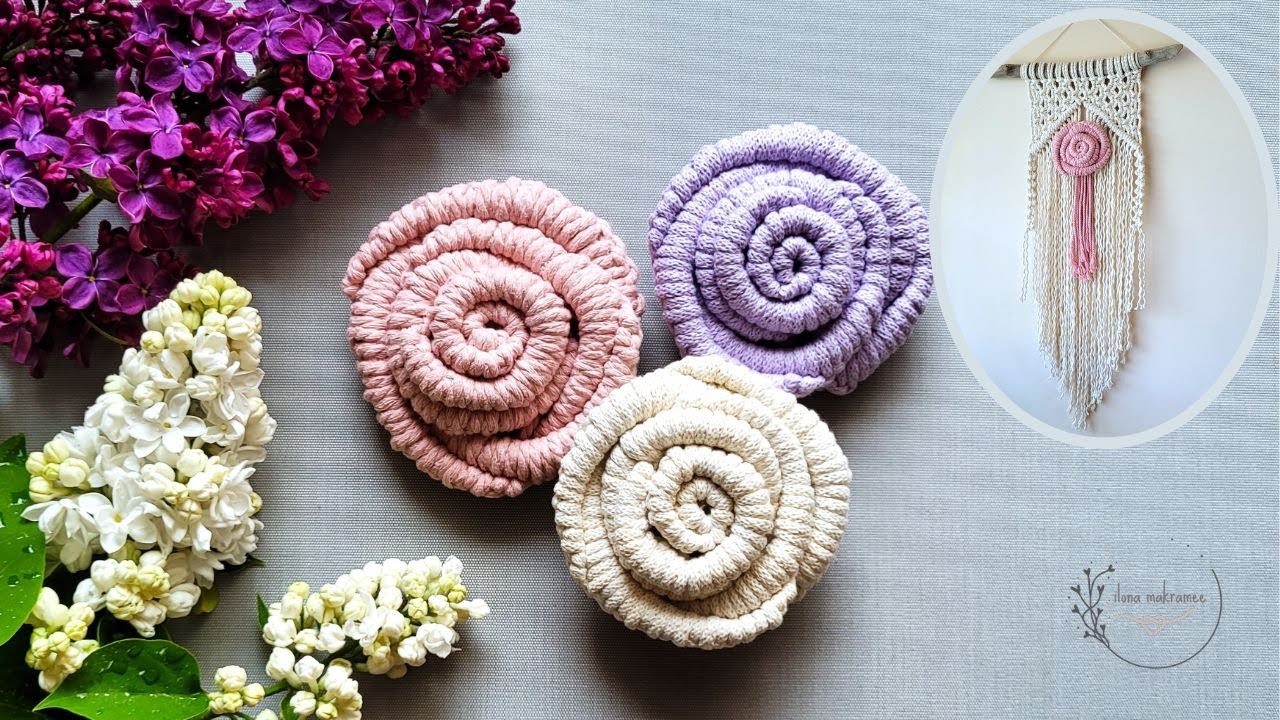 Makramee roos🌿🌸 DIY Macrame Rose Tutorial Step-by-Step - YouTube