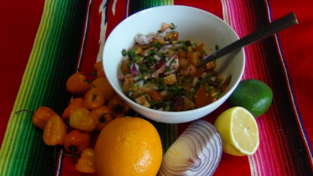 Salsa Maya with habaneros peppers. - YouTube