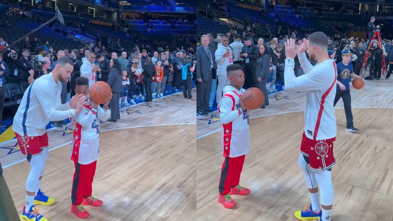 Steph Curry teaching young fan how to shoot - YouTube