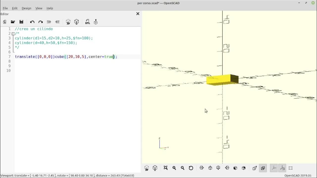 openscad tutorial 3 - traslate() e rotate() - YouTube