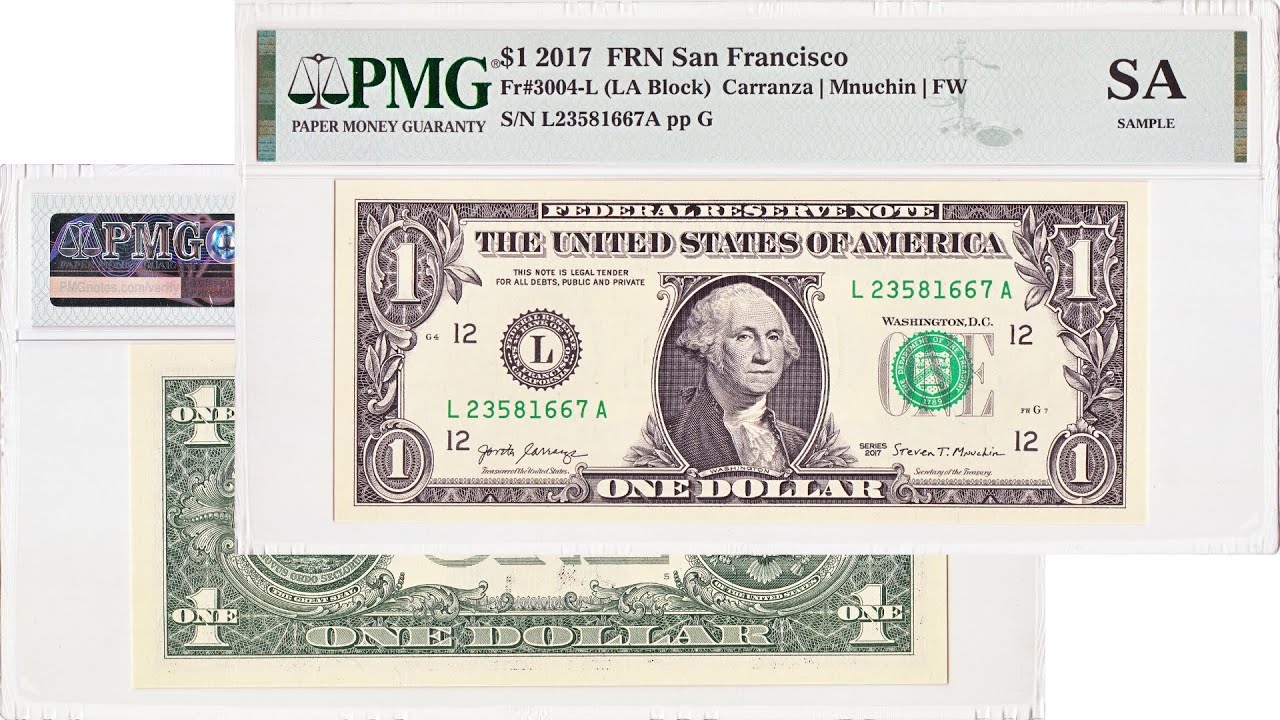 United States 1 Dollar Bill/Banknote 2017 | PMG Banknote - YouTube