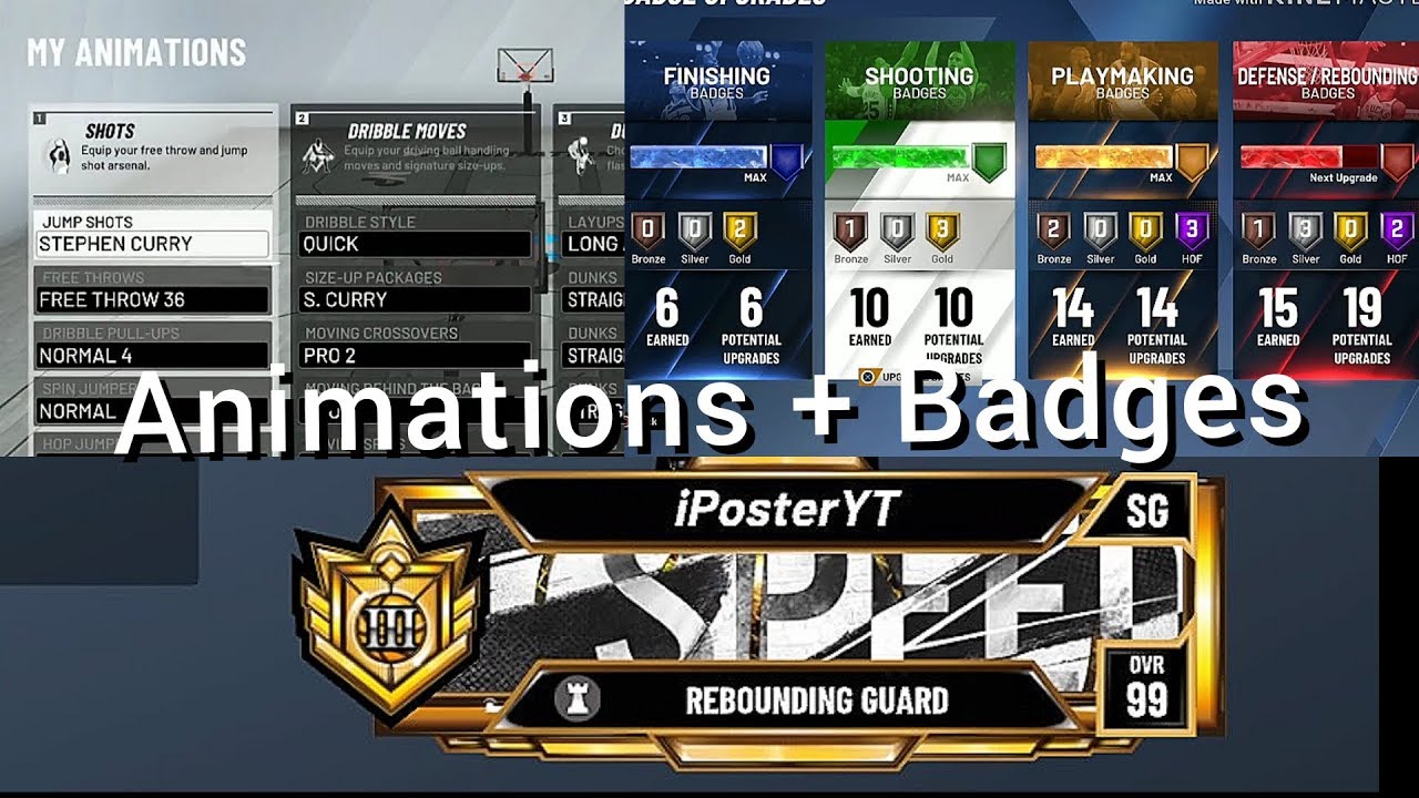 All The Animations And Badges I Use On My 6'7 Demigod Rebounding Guard ...