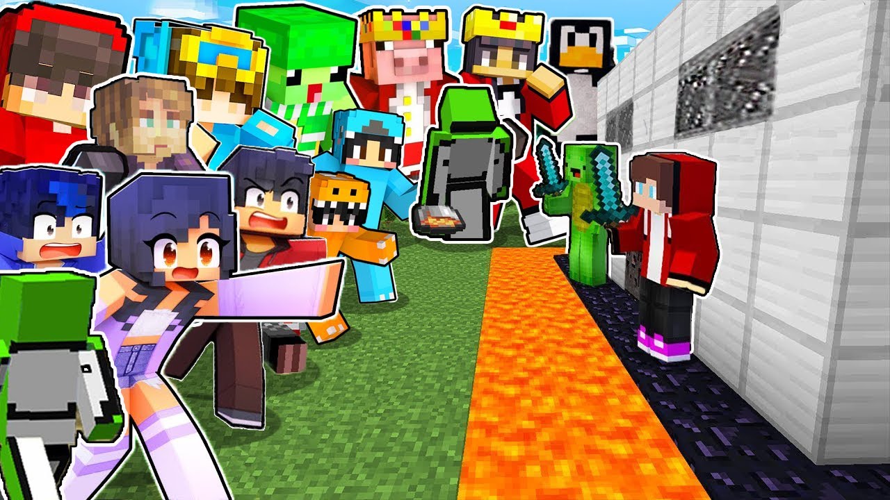 1000 YouTubers vs The Most SECURE Minecraft House - gameplay by Mikey ...