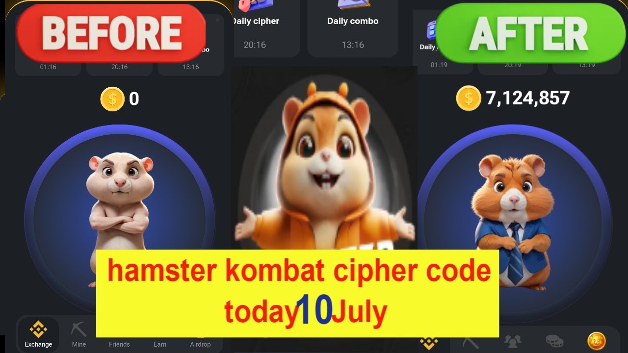 hamster kombat daily cipher code today 10 July - YouTube