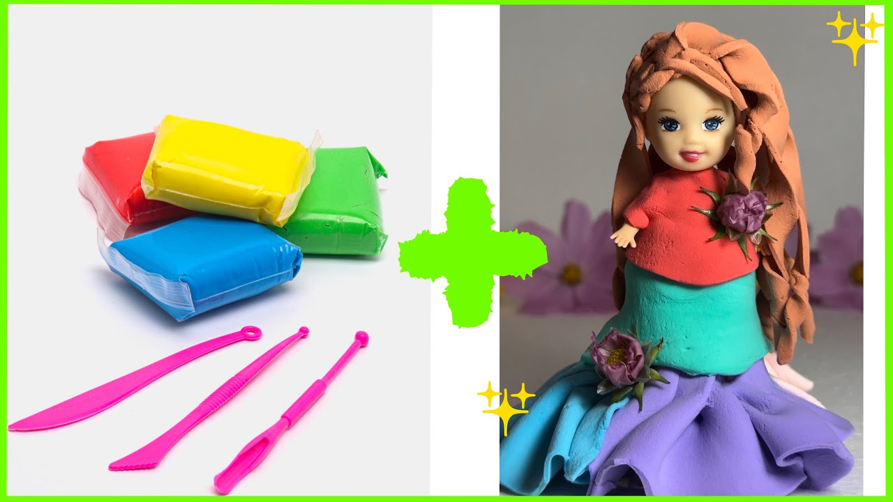 How to make polymer clay rainbow dresses for doll? Step by step ...