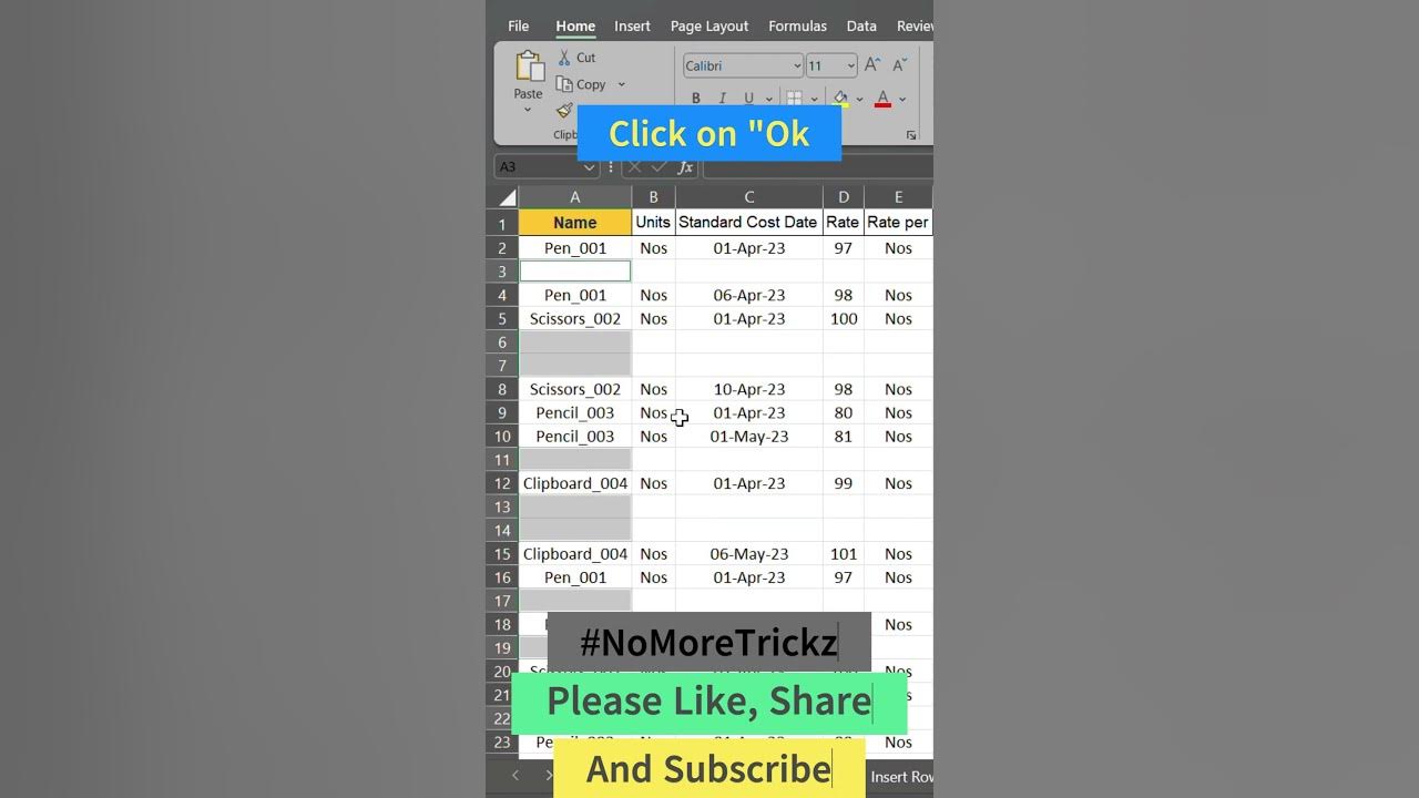 Excel Magic : Quickly Delete Blank Rows | No More Trickz | #exceltips #exceltutorial # ...