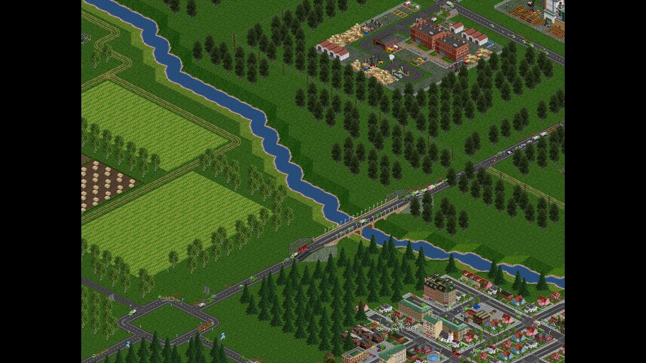 OpenTTD Gameplay - River bridge - YouTube
