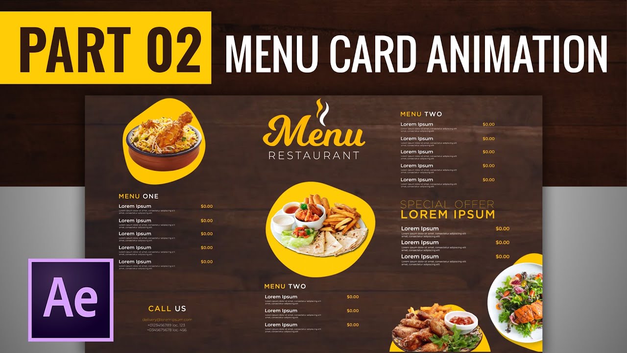 How to Create Menu Card Animation | Tutorial | After Effects CC | Part ...